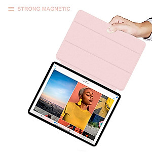 Aoub Case for iPad Air 11 Inch Case (M2) 2024, iPad Air 5th / 4th, Magnetic Attachment Cover [Supports Pencil Charging], Slim Trifold Stand Smart Case for iPad Air 11/10.9 inch 2022/2020, Baby Pink