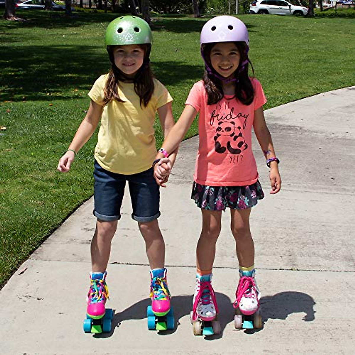 Circle Society Classic Adjustable Indoor & Outdoor Childrens Roller Skates - Jojo Siwa Rainbow - Sizes 3-7, 170035,Multi