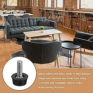 1/4" UNC Thread Adjustable Furniture Levelers Screw in Threaded, Galvanized Steel Screw Foot Levelers Screw On Furniture Glide Leveling for Table, Chair, Furniture Legs, 20 pcs Pack