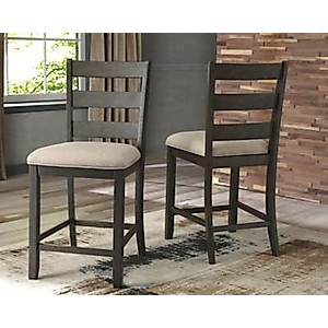 Signature Design by Ashley Rokane Upholstered 24.75" Counter Height Bar Stool, 2 Count, Brown