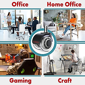 SEDDOX Office Chair Wheels Replacement Set of 5 - Dual 2 Inch Soft Chair Casters for Hardwood Vinyl Tile - Heavy Duty & Safe for All Floors - Fits 98% of Computer Gaming & Office Chairs - Grey