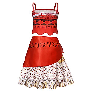 COTRIO Princess Clothes 5t Girls Princess Costume 5/6 Birthday Party Outfit Halloween Princess Dresses Kids Princess 2 Piece Crop Top Skirt Set with Accessories Size 6 (Red)