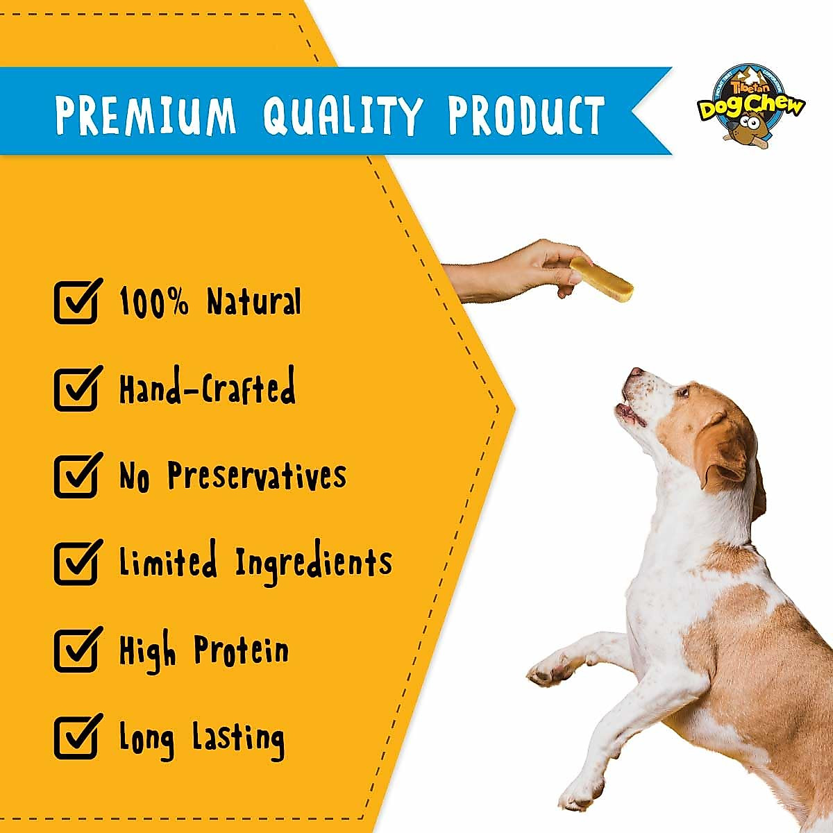 Tibetan Dog Chew Yak Cheese Sticks - Natural Treats for Small Dogs, Longer Lasting, Digestible, Promotes Dental Health, Rawhide, and Grain-Free, Ideal for Aggressive Chewers, 5-Pack