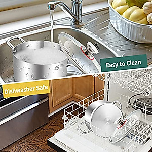 TeamFar 5 Quart Stock Pot, Stainless Steel Tri-Ply Cooking Pasta Soup Pot with See-Through Lid for Induction/Electric/Gas/Ceramic, Healthy & Heavy Duty, Ergonomic Handle & Dishwasher Safe