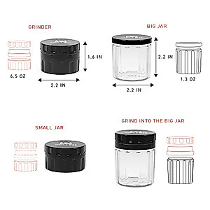 Horns Bee Herb Grinder Containers - Multipurpose Metal Spice Mill with Stash Jar, All-in-One Air Tight Sealable Containers, 2.2'' Sharpstone Grinder, with Accessories and Carrying Pouch