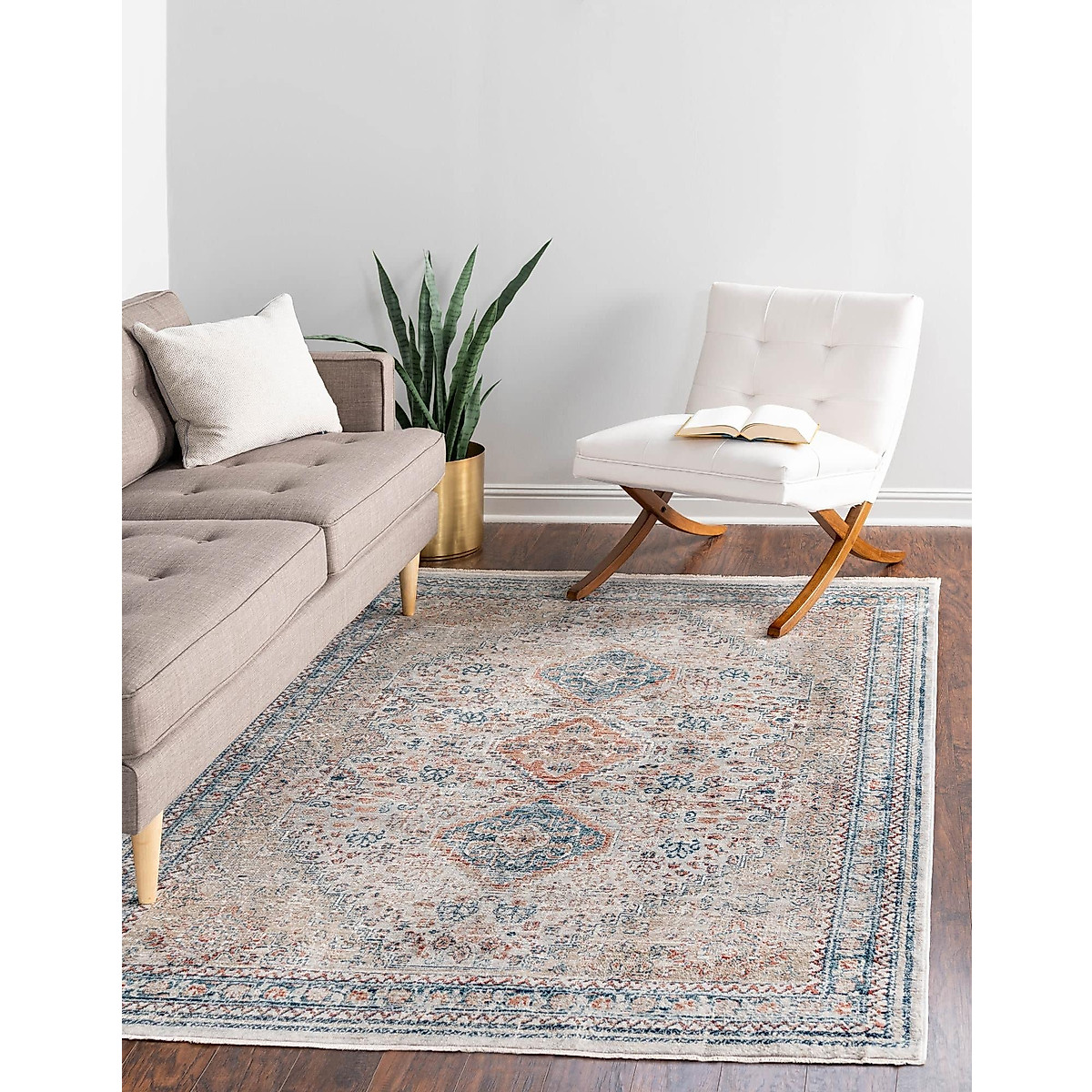 Unique Loom Newport Collection Area Rug - Rosecliff (Rectangular 9' 0" x 12' 0", Multi/Blue)