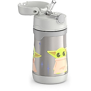 THERMOS Vacuum Insulated Stainless Steel 10oz Straw Bottle, THE MANDALORIAN