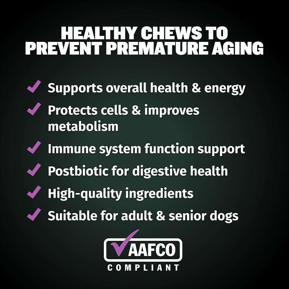 Bully Max 2-in-1 Anti-Aging Multivitamin Chews - Senior Dog Food Supplement for Vitality, Immunity, Joint Support with Postbiotics - Adult Dog Vitamins for Small & Large Breeds - 75 Tasty Soft Chews