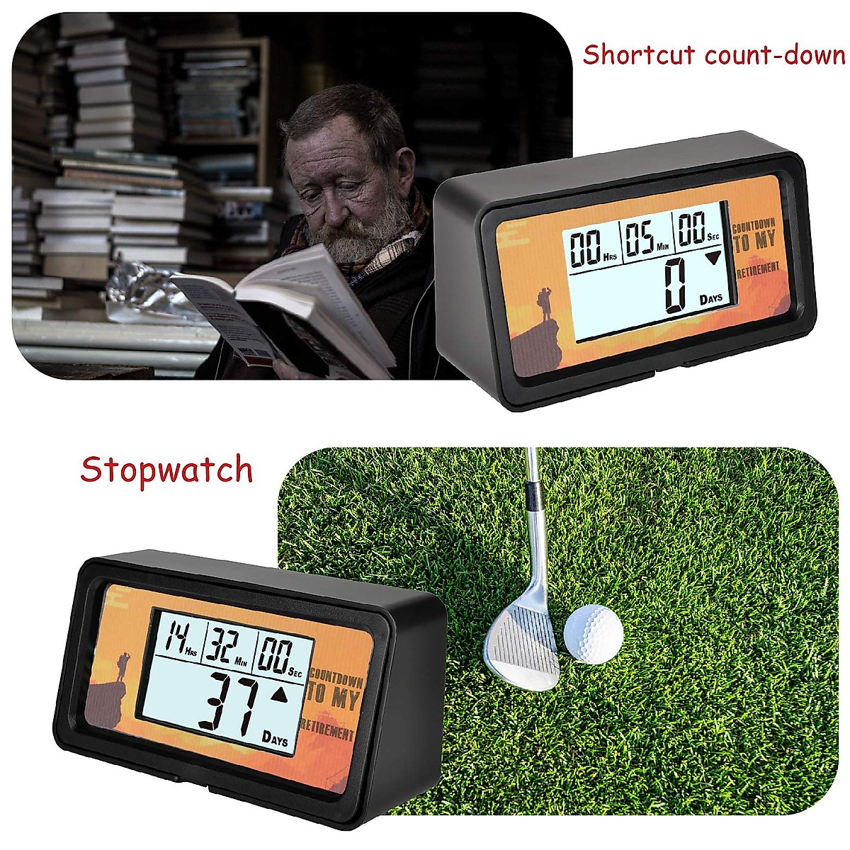 Runleader Digital Count-Down Events Timer,Stopwatch Record,Calendar&Clock Display,Data Resettable for Vocation Retirement Meeting Anniversary Graduation Wedding Premiere.