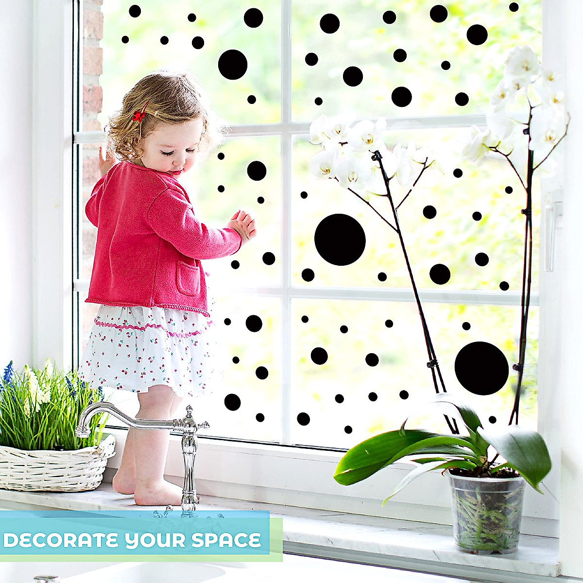 Zonon 264 Pieces Polka Dots Sticker Circle Wall Decal for Bedroom, Playroom Decor Removable Vinyl Stickers Dots Wall Decals(Black)