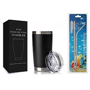 IEOVIEE 32 Packs 20oz Tumbler Bulk with Lid and Straw Stainless Steel Double Wall Insulated Travel Tea cups Coffee Mug Powder Coated Tumbler Cup for hot and cold drink (Black)