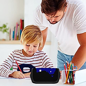 Australia Flag Map Large Capacity Pencil Case Multi-Slot Pencil Bag Portable Pen Storage Pouch with Zipper