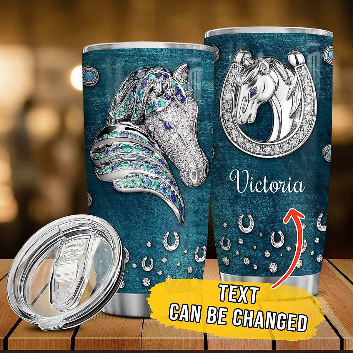Wassmin Personalized Horse Tumbler Cup With Lid 20oz 30oz Jewelry Horses Stainless Steel Double Wall Vacuum Insulated Tumblers Coffee Travel Mug Birthday Christmas Women Gifts Custom Name