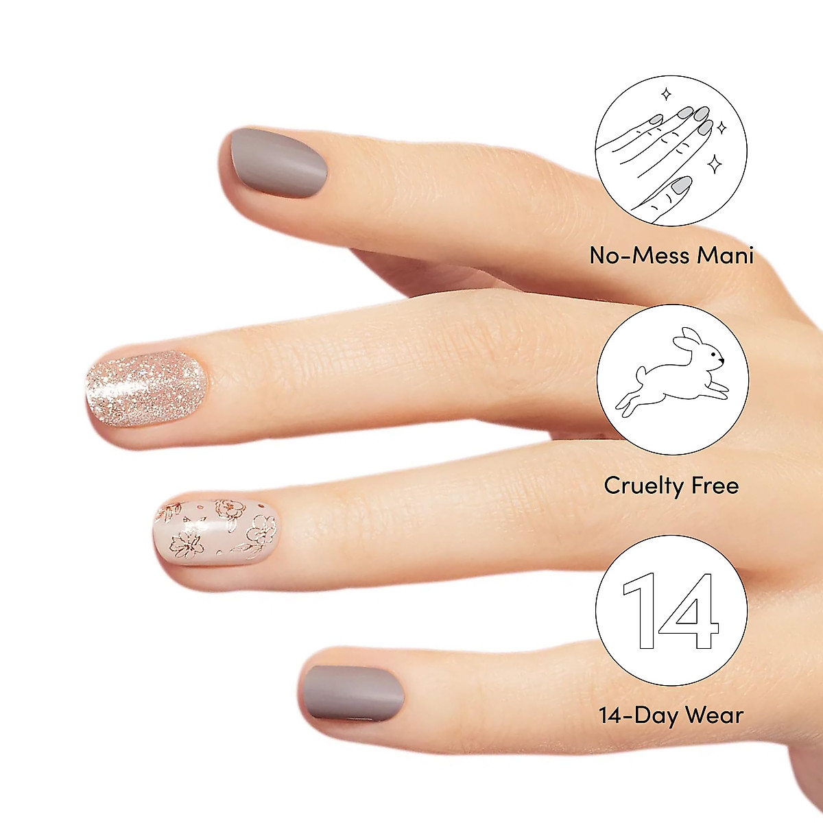 Dashing Diva Gloss Nail Strips Lavendar Dreams | UV Free, Chip Resistant, Long Lasting Gel Nail Stickers | Contains 32 Nail Wraps, 1 Prep Pad, 1 Nail File