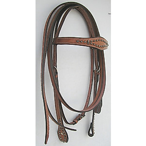 GSk Reitsports New Premium Leather Western Headstall Curved Black Mini Studs Attach