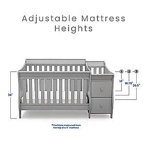 Delta Children Bentley S Convertible Crib N Changer, Grey + Serta Perfect Slumber Dual Sided Recycled Fiber Core Crib and Toddler Mattress (Bundle)