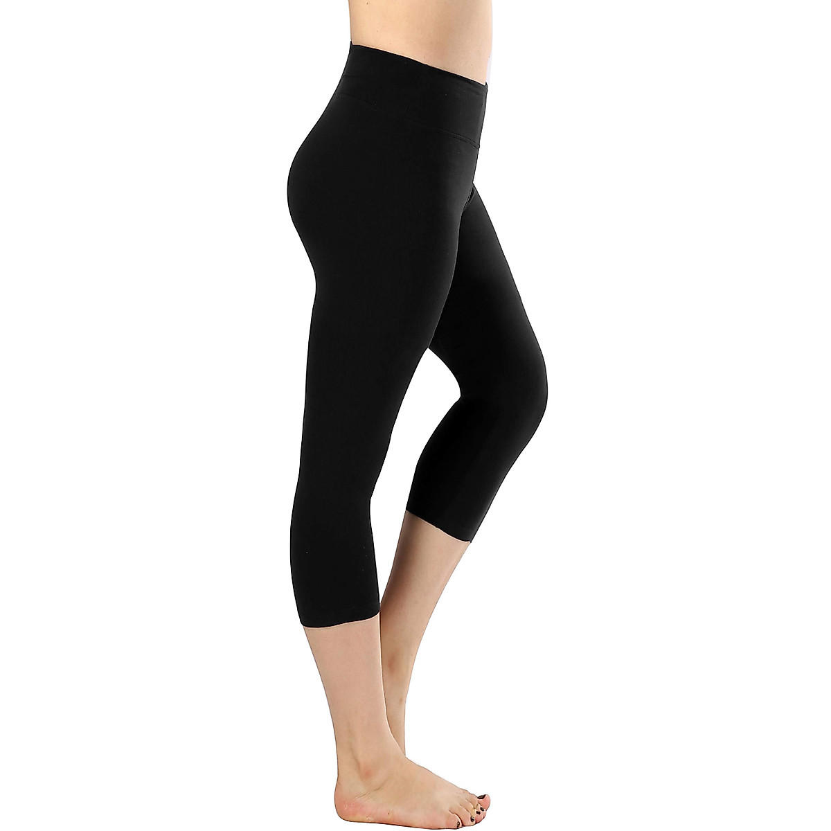 Neonysweets Womens Capris Active Running Workout Yoga Pants (Large, Black)
