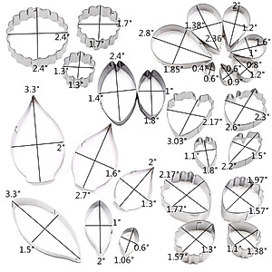 26Pcs Stainless Steel Gum Paste Flower and Leaf Cutter Set Fondant Flower Cookie Cutter Sugarcraft Flower Making Tool for Wedding,Birthday Cake Decorating