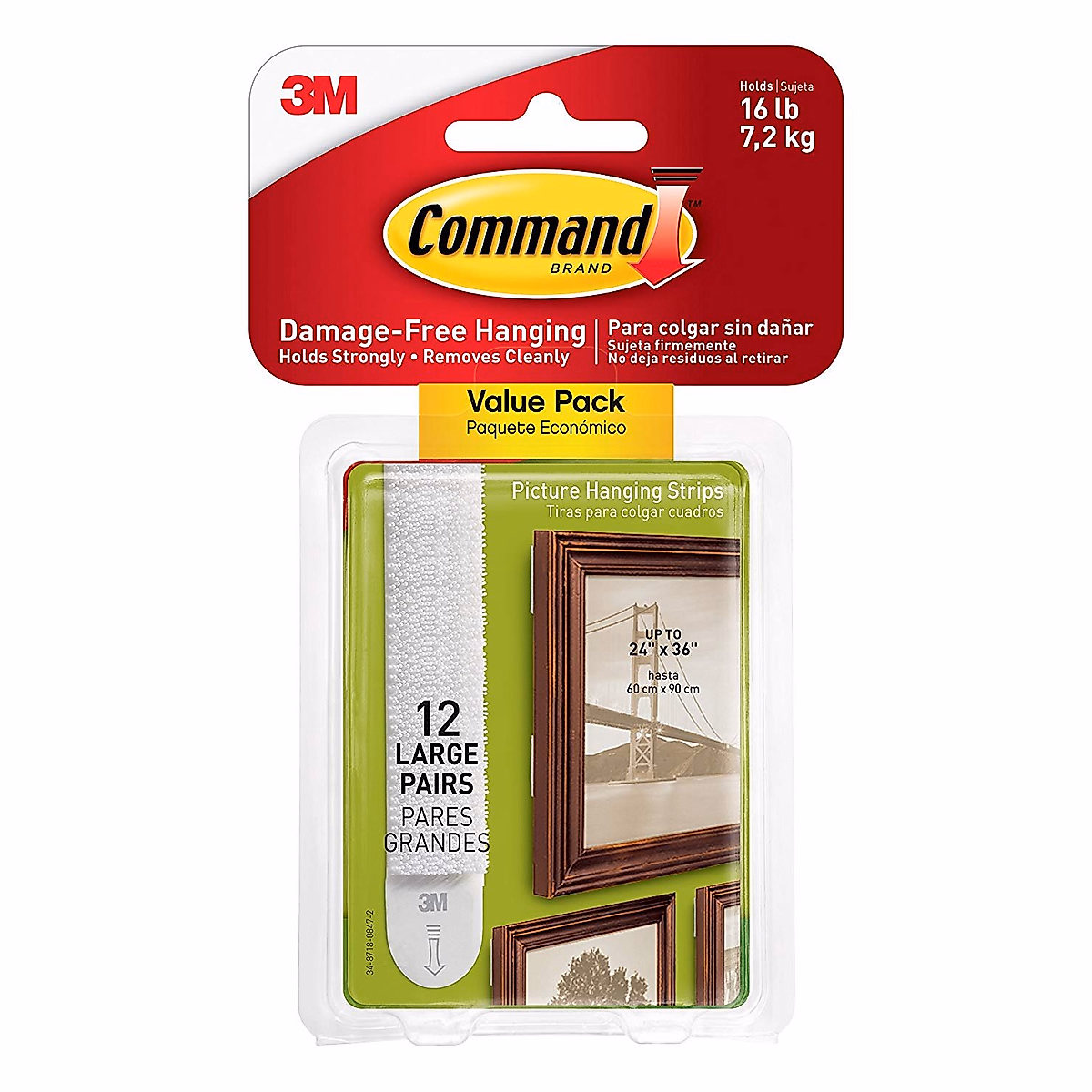 Command Picture & Frame Hanging Strips WZ8G41, Large, 12 Pairs