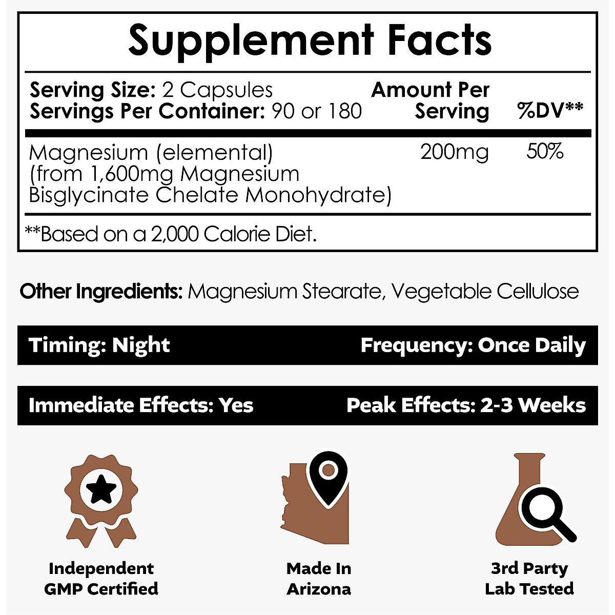 Nootropics Depot Magnesium Glycinate Capsules | 180 Count | Mineral Supplement | Magnesium Supplement | Supports Heart, Muscle, Nerve, and Bone Health