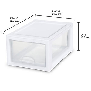 Sterilite 24-Pack Plastic Storage Drawers, Stackable Drawer Organizer Bins, Clear, 6 Qt