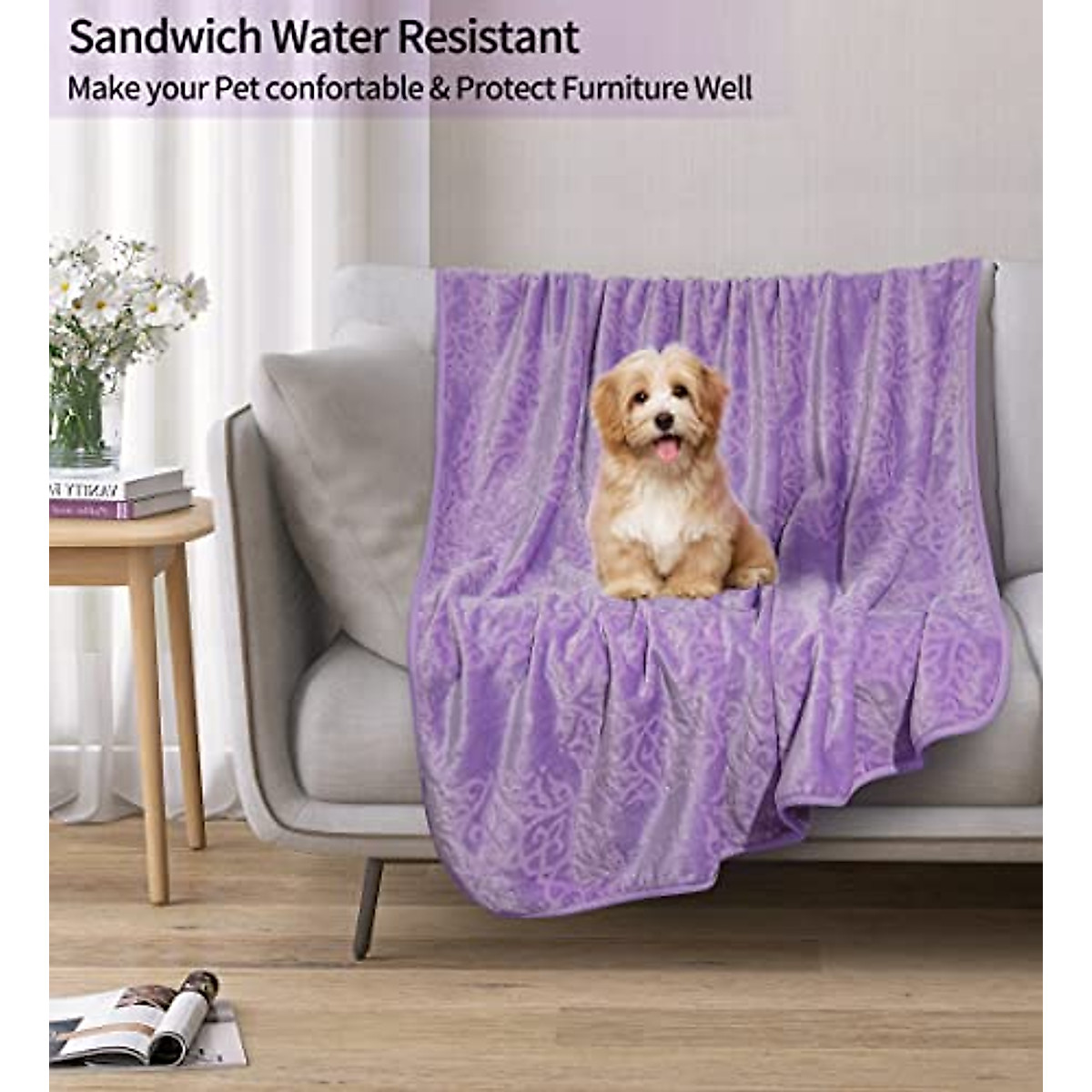 SUMGAR Lavender Throw Blankets Purple Thick Soft Fleece Blanket for Women Girls Bed Couch,Mandala Tufted Boho Fuzzy Warm Double Sided Flannel Blankets with Waterproof Inner Layer,Twin Size 60"x80"