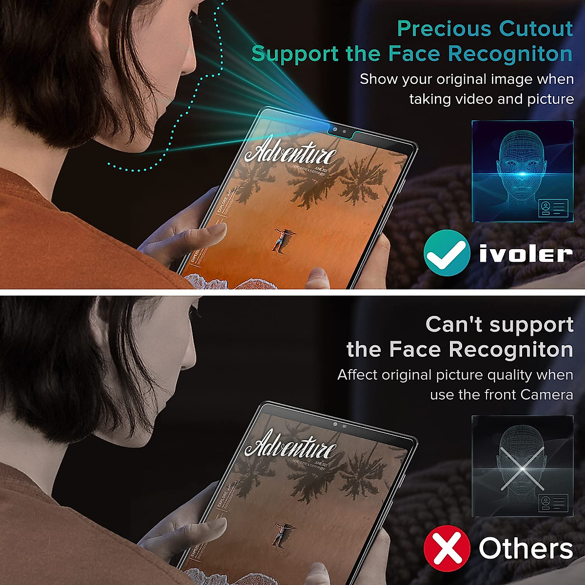 ivoler [4 Pack] (2 Pack) Screen Protector for Samsung Galaxy Tab A7 Lite 8.7inch (SM-T220 / T225) 2021 with 2 Pack Camera Lens Protector Tempered Glass, Scratch Resistant Anti-Fingerprints HD Clear