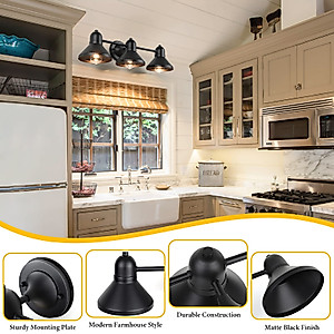 Bathroom Light Fixtures, 3-Light Vanity Light Over Mirror, Matte Black Metal Bathroom Light, Modern Farmhouse Rustic Industrial Indoor Wall Mount Lighting Sconce for Living Room Cabinet Hallway