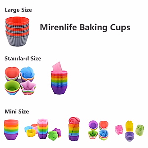 Mirenlife Reusable and Non-stick Mini Silicone Baking Cups/Muffin Cups/Mini Cupcake Liners/Mini Chocolate Holders/Truffle Cups -24 Pack-6 Vibrant Colors Flower