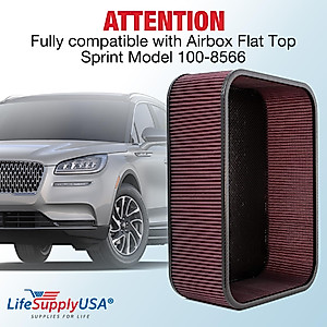 LifeSupplyUSA Replacement Composite Airbox Flat Top Sprint Car Style Compatible with K&N Model 100-8566 K & N