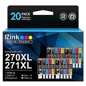 E-Z Ink (TM Compatible Ink Cartridge Replacement for Canon PGI-270XL CLI-271XL PGI270 XL CLI271 XL Compatible with MG5720 TS6020 TS9020 (4 Large Black,4 Small Black,4 Cyan,4 Magenta,4 Yellow) 20 Pack