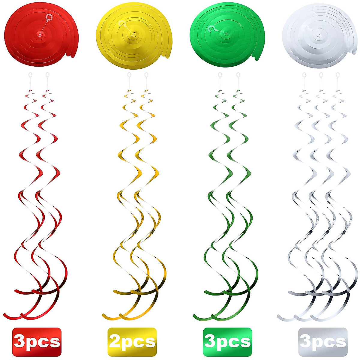 50 Pcs Christmas Foil Swirl Decorations Set for Ceiling, Snowman and Elk Signs - Holiday Party Supplies (Ball)