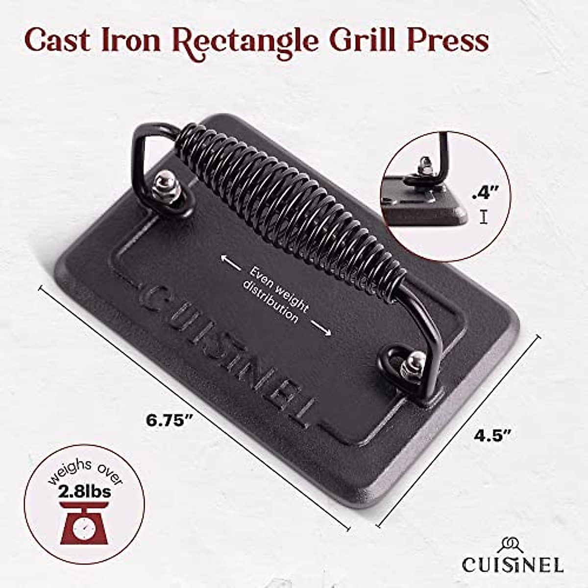 Cast Iron Griddle / Grill + Burger Press + Pan Scrapers - Reversible Pre-Seasoned 20" X 10"-inch Dual Handle Flat Skillet and Griller Pan + Cleaning Accessories - Indoor/Outdoor - UPDATED VERSION