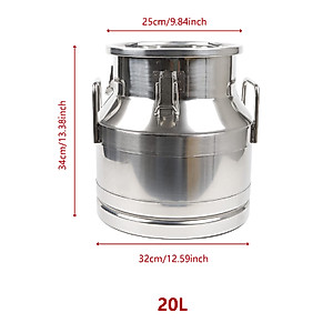 JAYEUW 20L Stainless Steel Milk Can, 5 Gallon Heavy Duty Milk Jug Milk Bucket, Old Fashion Milk Jug Vases, Silicone Sealed, Milk Wine Liquid Container Storage, 20 Liters/5 Gallon (US Stock)