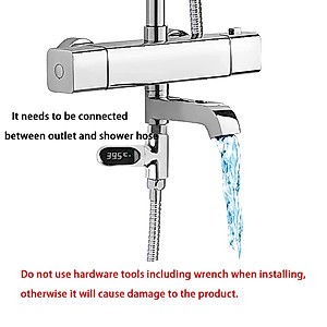 Shower Thermometer Led Digital Display Baby Bath Water Fahrenheit Celsius Thermometer 360°Rotating Screen for Home Bathroom Kitchen (Silver)