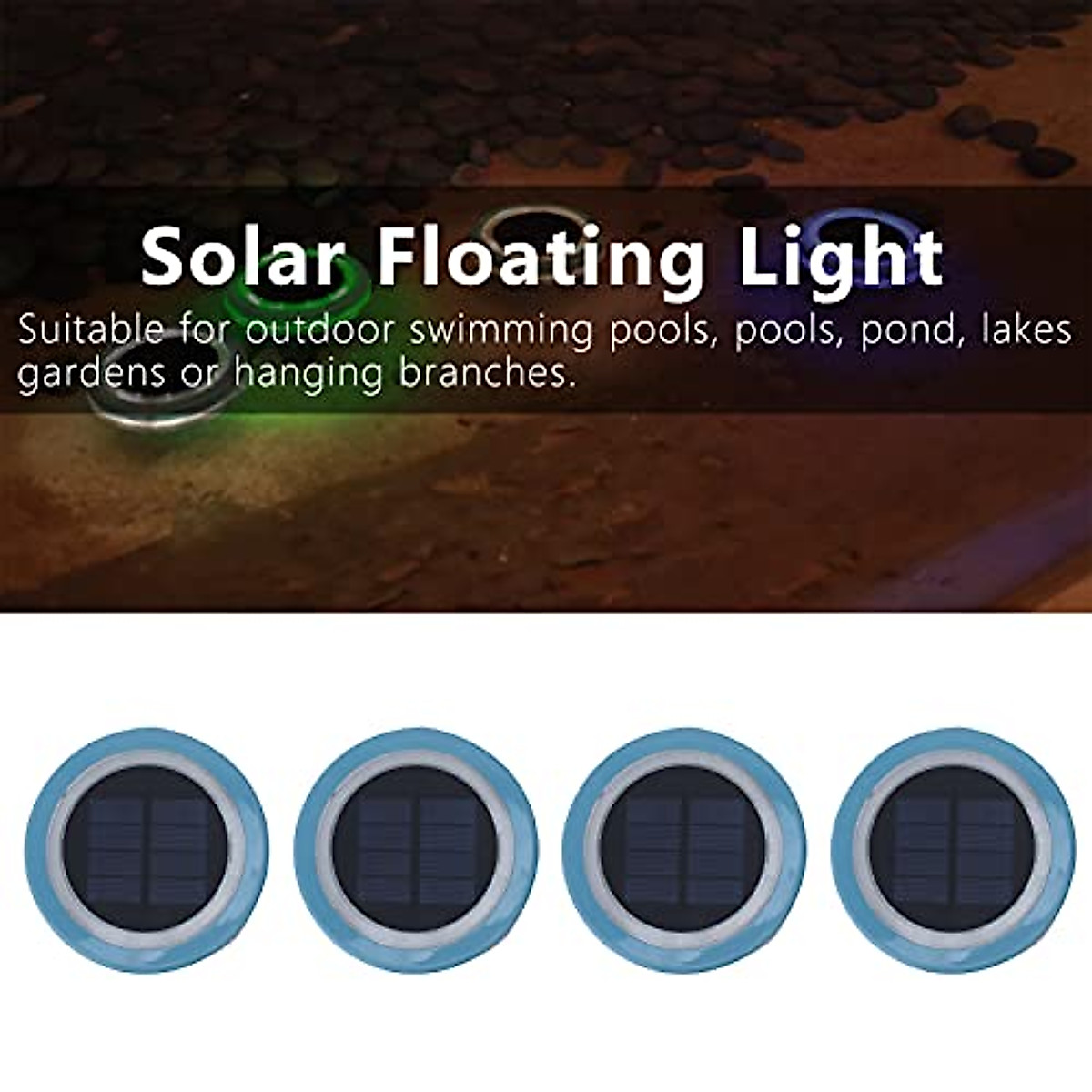 Tomotato 4 Pcs Solar Floating Lights, Waterproof Solar Floating Pool Led Lights Color Changing Solar Lights for Swimming Pool Pond Spa Hot Tub Garden