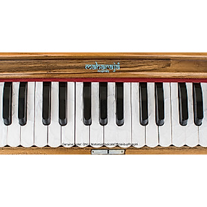 Harmonium Teak Wood by Maharaja Musicals, In USA, 3 1/2 Octave, 9 Stops, Special Double Reed, Coupler, Natural Color, Standard, Padded Bag, A440 Tuned, Musical Instrument Indian (PDI-GF)
