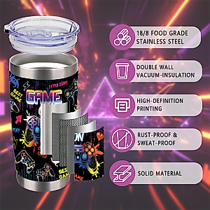 Gamer Gifts, 20 Oz Stainless Steel Game Controller Tumbler with Straw&brush, Gifts for Boyfriend, Gamer Tumbler, Presents, Gaming Tumbler, Birthday/Christmas/Holiday/Thanksgiving Gift for Game Lovers