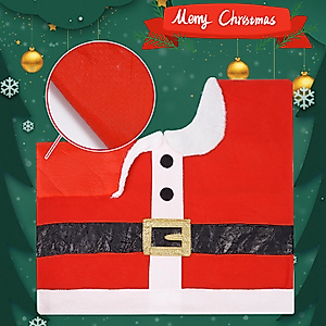 BANYUP Christmas Bathroom Decoration Set 4Pcs with Toilet Cover Rugs Tank Cover Paper Box Cover Festive Indoor Party Decor Toilet Cover