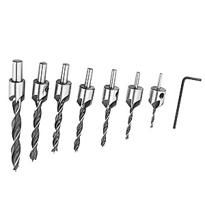 NUZAMAS 7pcs HSS Countersink Drill Bits Set Woodworking Reamer Chamfer Tool, 3-10mm Pre-Drill Counterbore Drill Bits Made for Screw