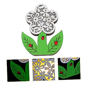 DOITOOL Floral Table Night Light Decor Wooden LED Light Indoor Night Lamp for Home Office Decoration