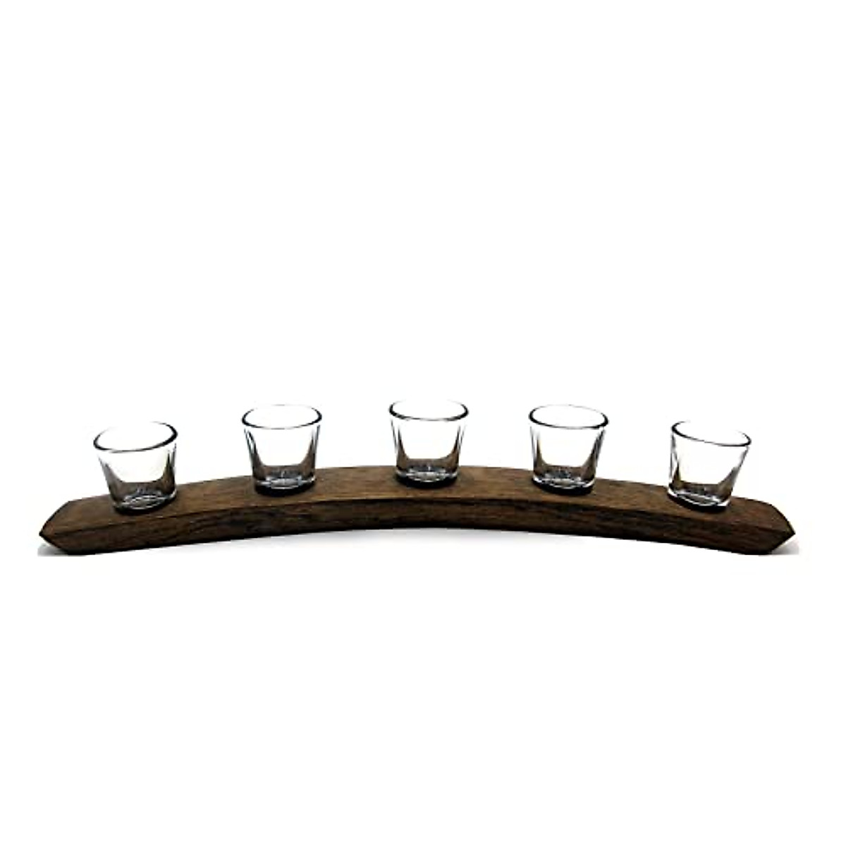 Barrel-Art Barrel Stave 5 Shot or Tasting Flight, 1.5 Oz Glasses Included, Dark Walnut