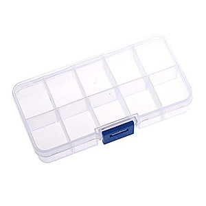 ALL in ONE 6pcs Clear Plastic Storage Box Bead Organizer Display Containers with Adjustable Dividers (13x2.6x2cm 10 Grids)