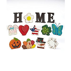 The Lakeside Collection Decorative Tabletop Home Letter Sign with Seasonal Icons - 13 Pieces