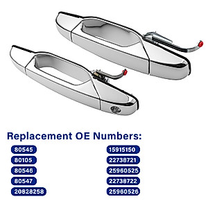 Exterior Door Handle (Upgraded) 4 PCS Front Rear Driver & Passenger for 2007-2013 Chevy Silverado Suburban Tahoe Avalanche, GMC Sierra Yukon, Cadillac Escalade Replaces 22738721 22738722 22738725
