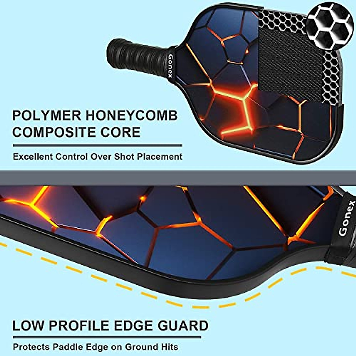 Gonex Pickleball Paddles, USAPA Approved Graphite Pickleball Paddle with Comfort Grip, Pickleball Set of 2 Paddles with 4 Balls, and Portable Carry Bag