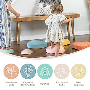 Capri & Camden Co. Balance Stepping Stones for Kids| Sensory Stepping Stones for Toddlers 1-3| Gender Neutral Set of 6 Balance Steps for Obstacle Courses