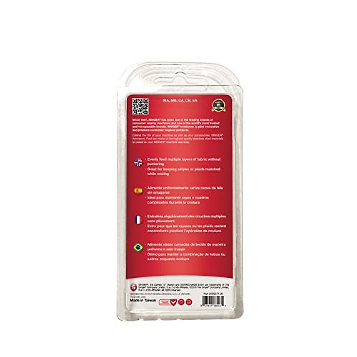 SINGER | Even Feed Walking Presser Foot - Fork, Perfect for Matching Stripes & Plaids, Quilting & Sewing with Pile Fabrics