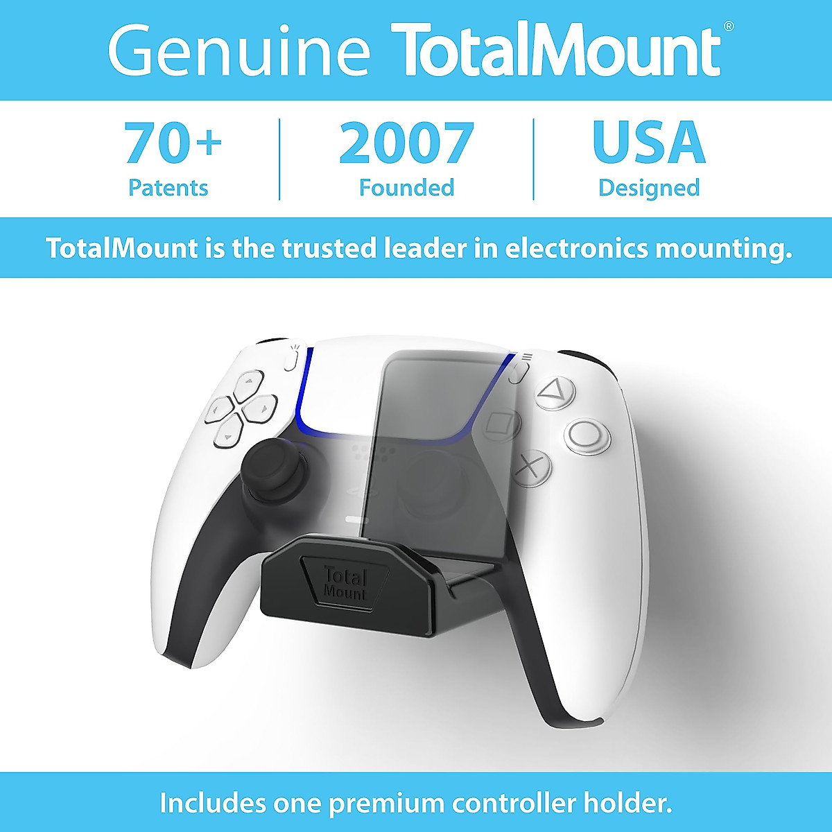 TotalMount (1 Pack Controller Wall Stand with Non-Slip Pad and Removable Adhesive for Xbox, PS5, PS4, and Nintendo – This Premium Holder Won’t Damage Your Wall with Screws or Permanent Adhesive