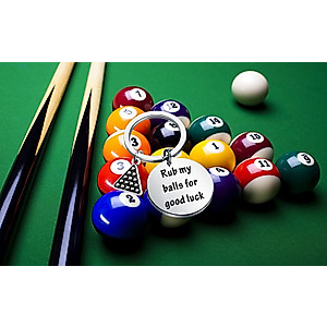 HOLLP Billiards Jewelry Pool Balls Gift Rub My Balls for Good Luck Keychain Women Man (Rub my balls for good luck)